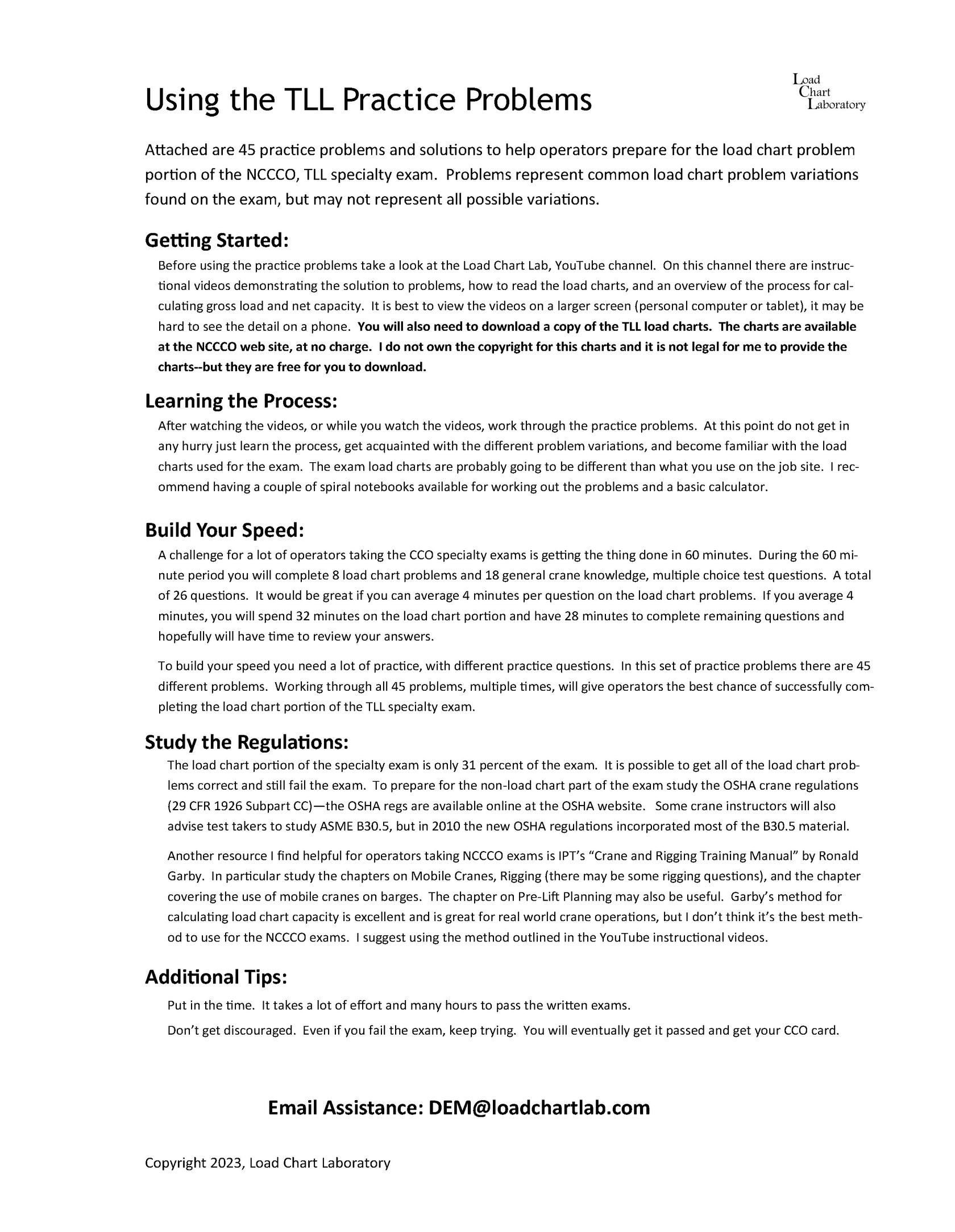 TLL Practice Problems – Load Chart Laboratory